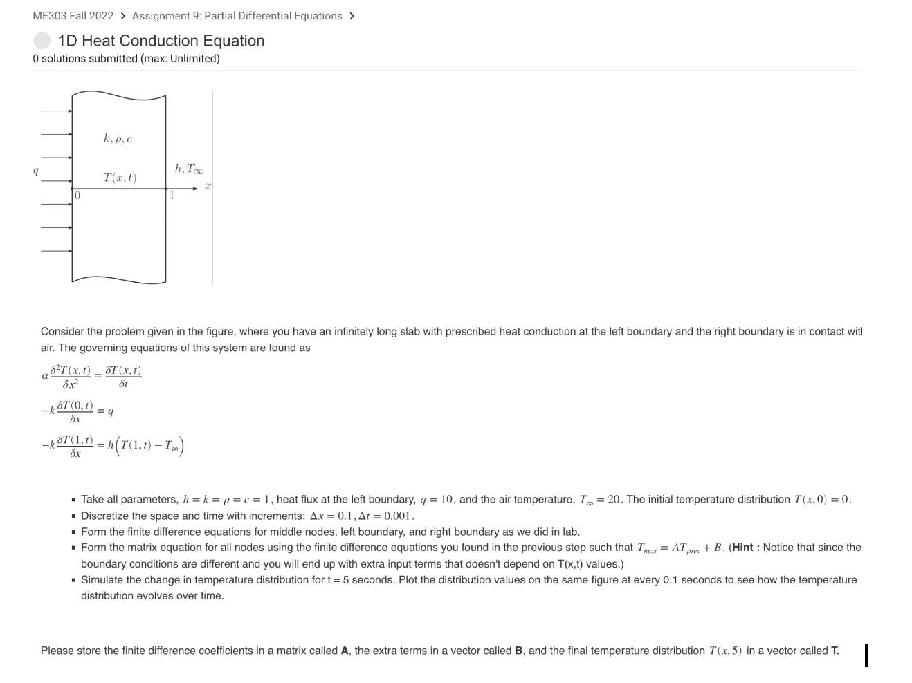 [solved] Me303 Fall 2022 Assignment 9 Partial Differen