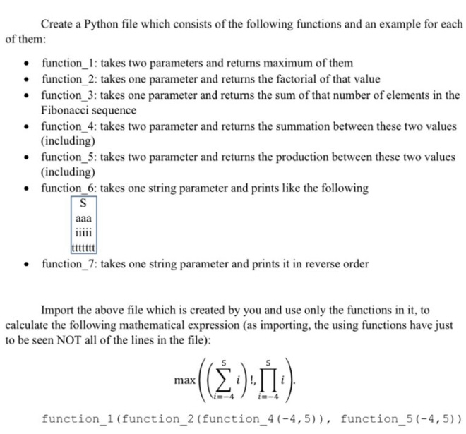 Solved Create a Python file which consists of the following | Chegg.com