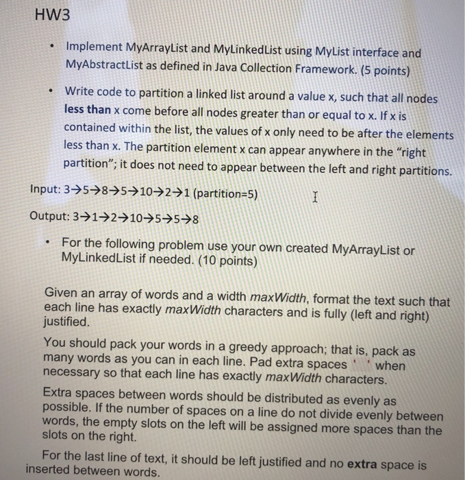 Solved Hw3 Implement Myarraylist And Mylinkedlist Using 7856