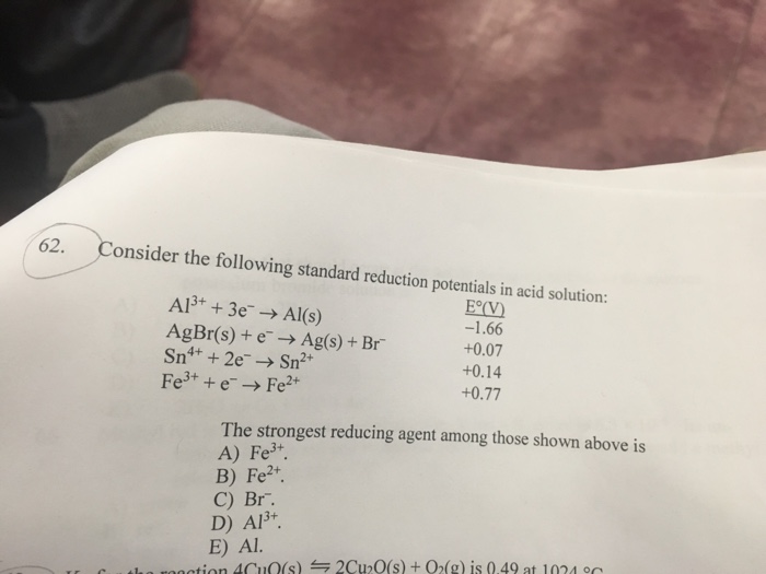 Solved 62. Consider the following standard reduction | Chegg.com