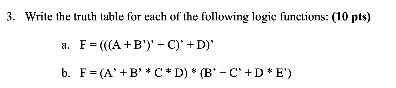 Solved 3. Write the truth table for each of the following | Chegg.com