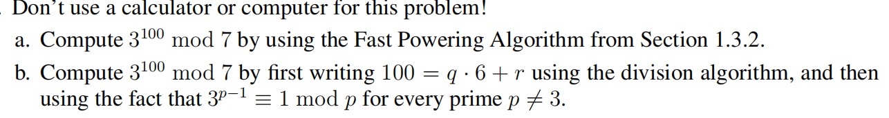 Solved Don't use a calculator or computer for this problem! | Chegg.com