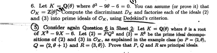 Let K = Q(theta) where theta^3 - 9 theta - 6 = 0. You | Chegg.com