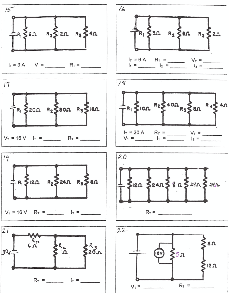 Solved PARALLEL CIRCUIT PROBLEMS Use Ohm's Law and the rules | Chegg.com