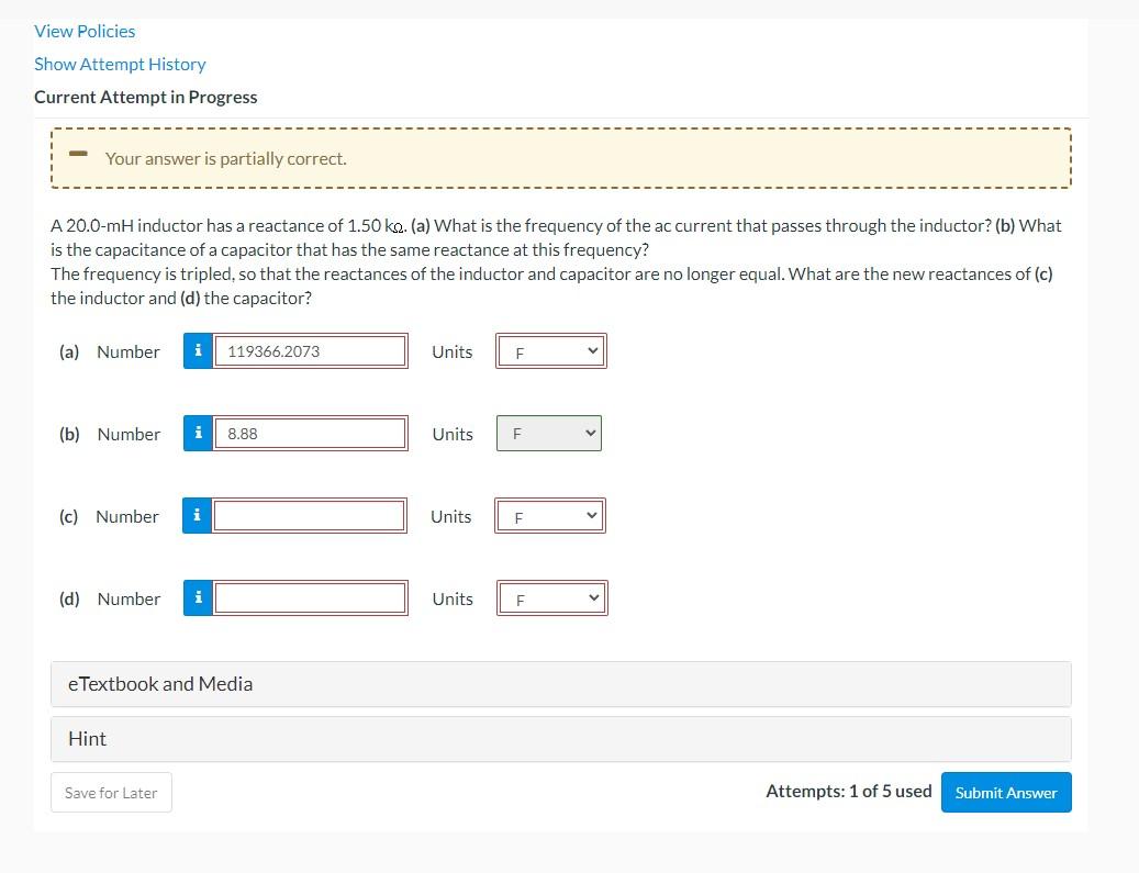 Solved A 20 0 Mh Inductor Has A Reactance Of 1 50k A What
