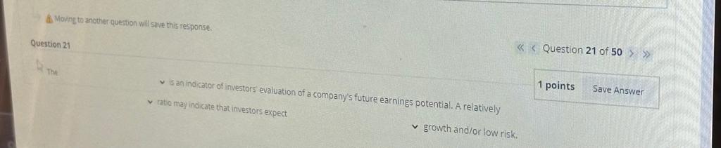 Solved is an indicator of investors evaluation of a | Chegg.com