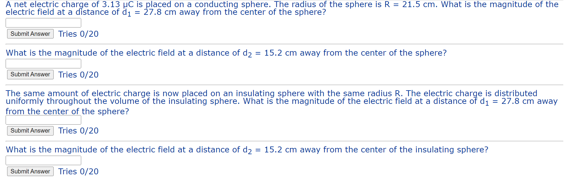 Solved A net electric charge of 3.13μC is placed on a | Chegg.com