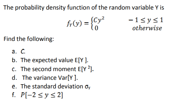 Solved The probability density function of the random | Chegg.com