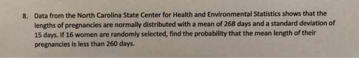 Solved Data from the North Carolina State Center for Health | Chegg.com