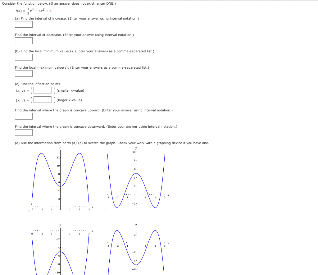 Solved Consider the function below. (If an answer does not | Chegg.com