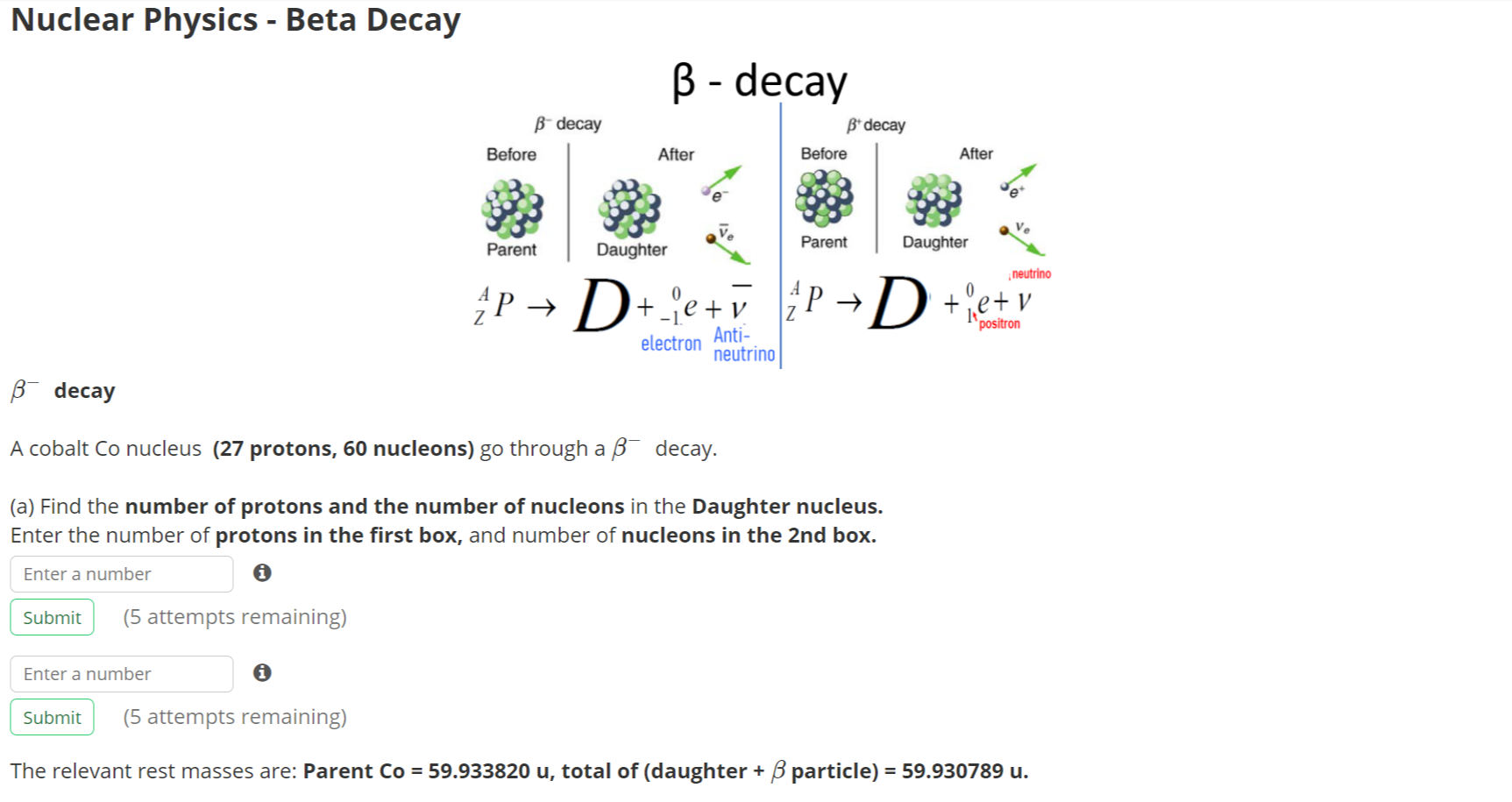 Solved Nuclear Physics - Beta Decay B - decay B decay Before | Chegg.com