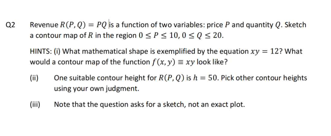 Solved 2 Revenue R(P,Q)=PQ is a function of two variables: | Chegg.com
