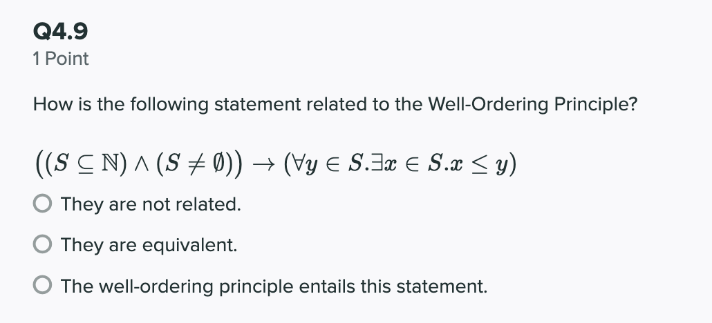 Solved Q4 WOP, Entailment, and Equivalence 9 Points Select | Chegg.com