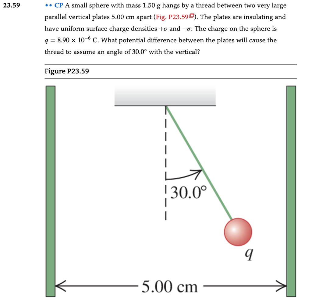Solved 23.59 .. CP A small sphere with mass 1.50 g hangs by | Chegg.com