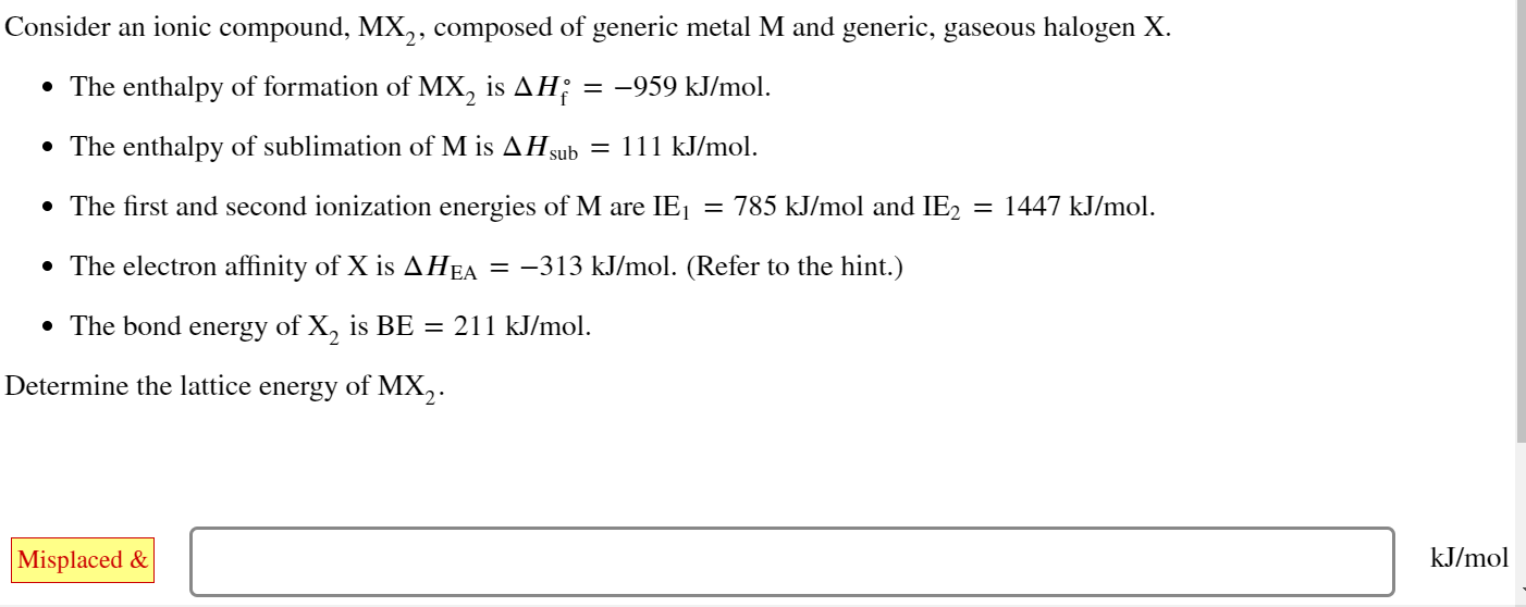 Solved Consider an ionic compound, Mx2, ﻿composed of generic | Chegg.com