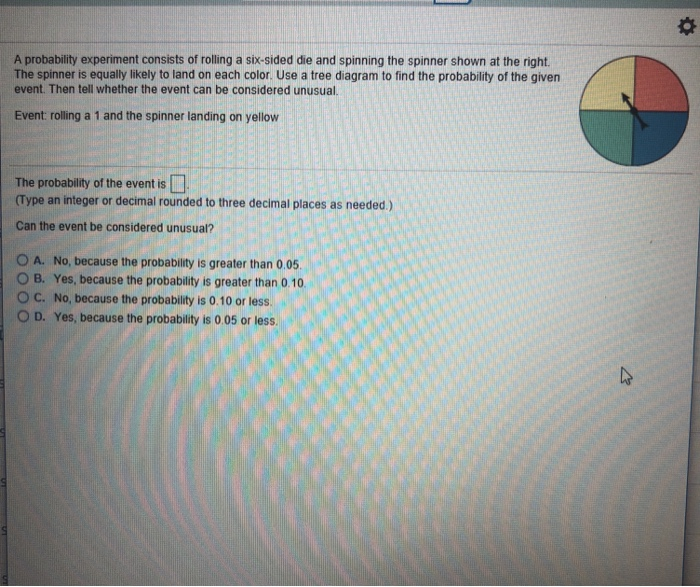 Solved A probability experiment consists of rolling a | Chegg.com