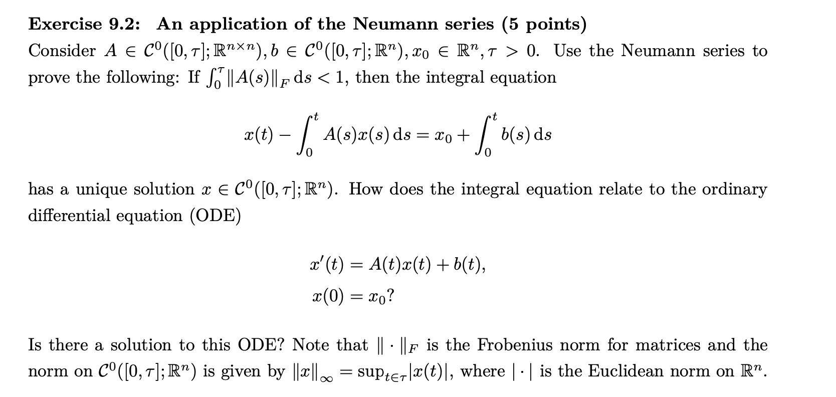 Solved Exercise 9.2: An application of the Neumann series (5 | Chegg.com