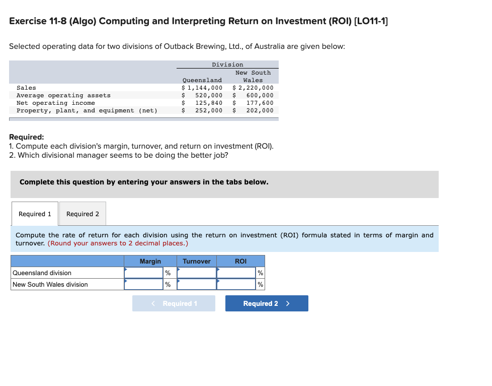 Solved Exercise 11-8 (Algo) Computing and Interpreting | Chegg.com