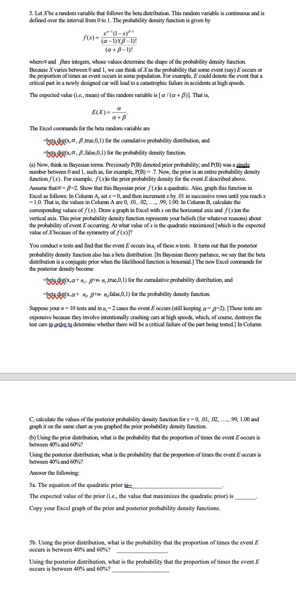 Solved Let x be ﻿a random variable that follows the beta | Chegg.com