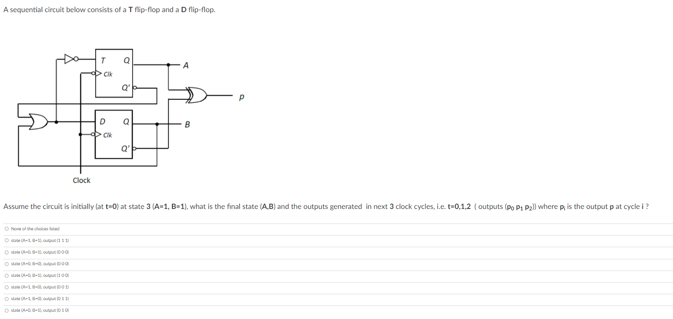 Solved A sequential circuit below consists of a T flip-flop | Chegg.com