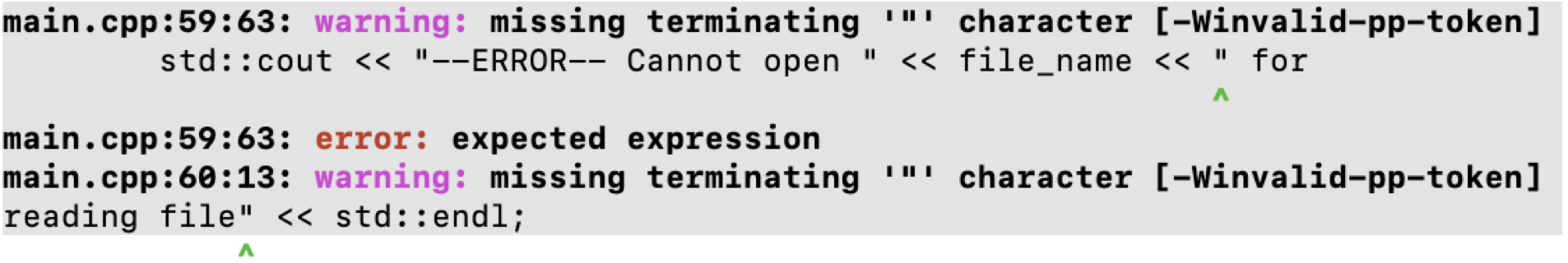 Solved c -c main.cpp lain.cpp:60:68: error: expected | Chegg.com