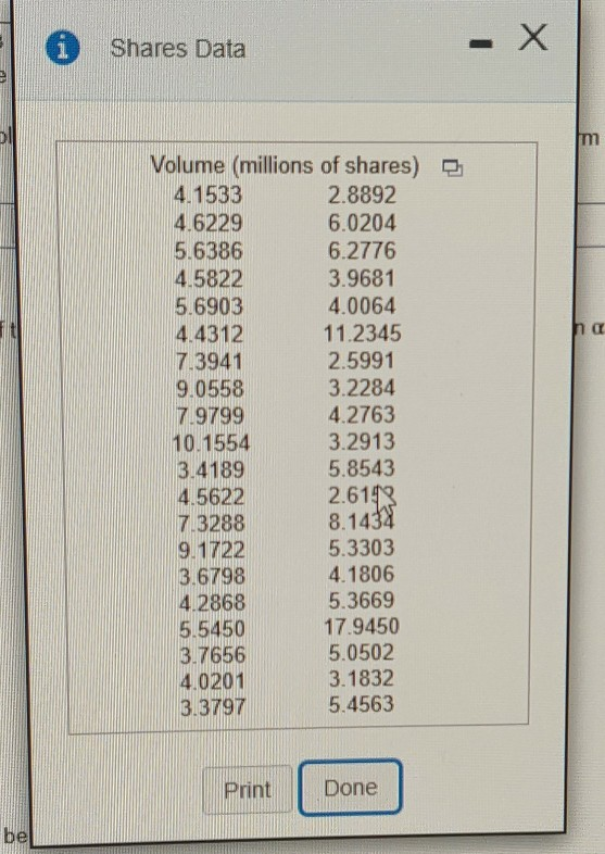 Solved The volume of a stock is the number of shares traded | Chegg.com