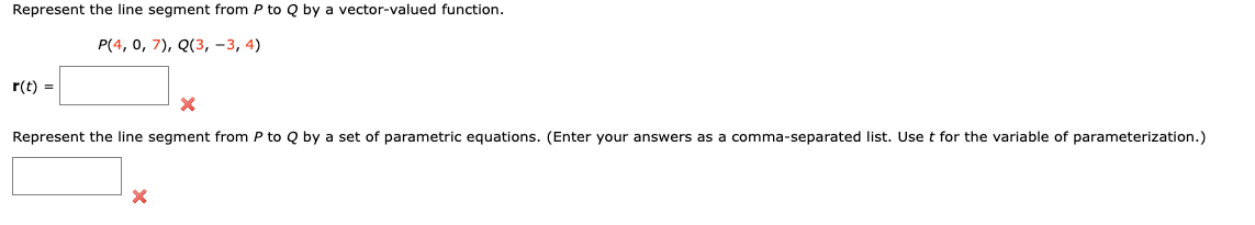 Solved Represent the line segment from P to Q by a | Chegg.com
