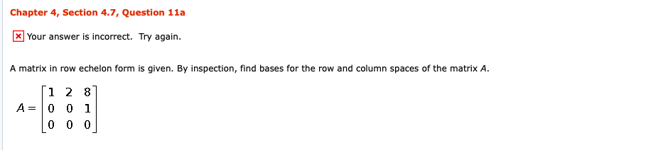 Solved Chapter 4, Section 4.7, Question 11a * Your answer is | Chegg.com