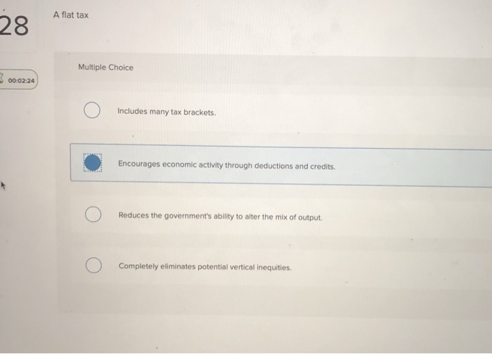 Solved A flat tax 28 Multiple Choice 60.2s) 00:02:24 | Chegg.com