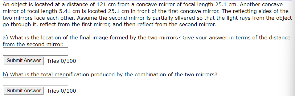 Solved An object is located at a distance of 121 cm from a | Chegg.com