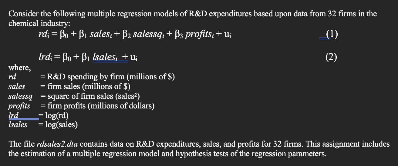 Solved Consider the following multiple regression models of | Chegg.com