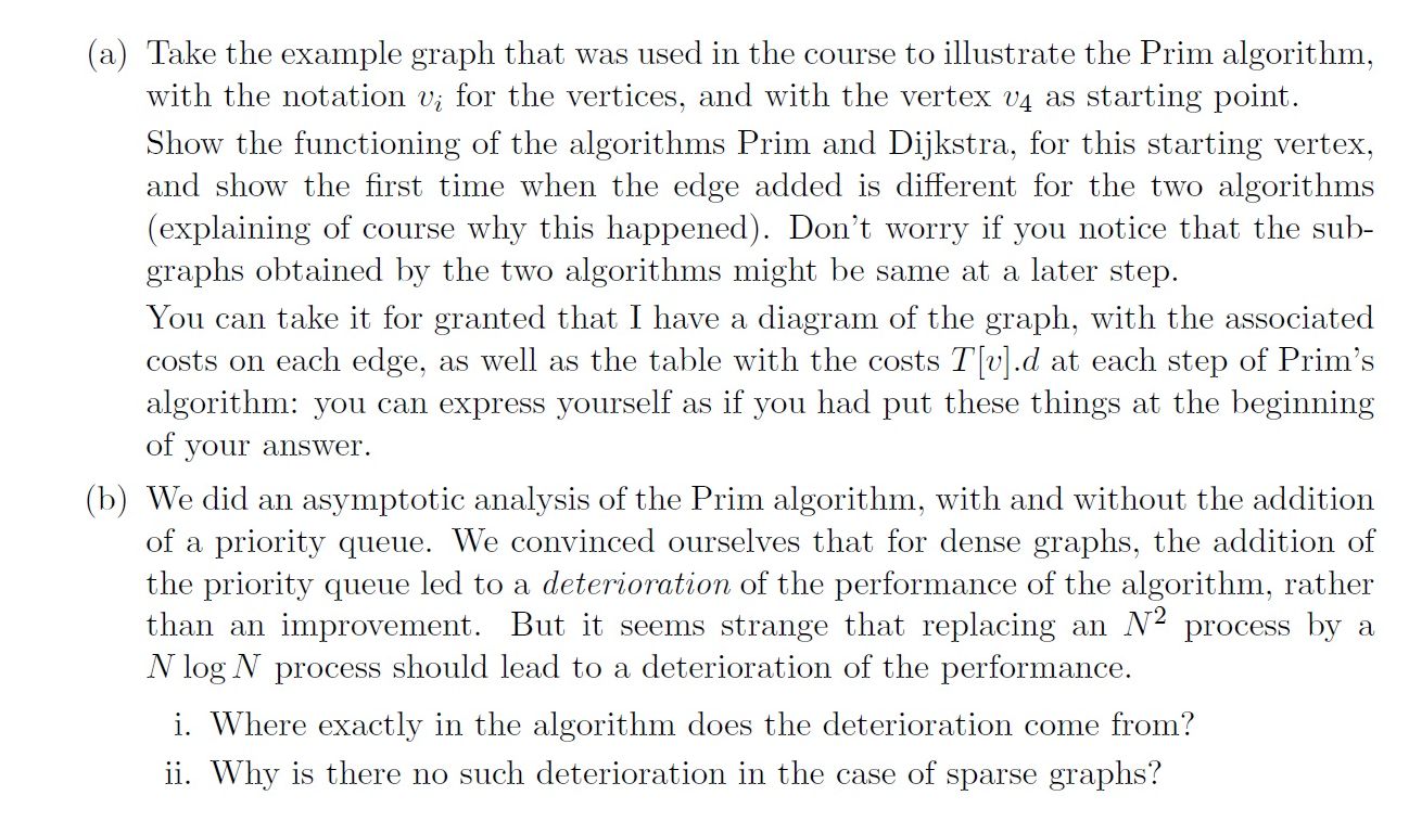 (a) Take the example graph that was used in the | Chegg.com