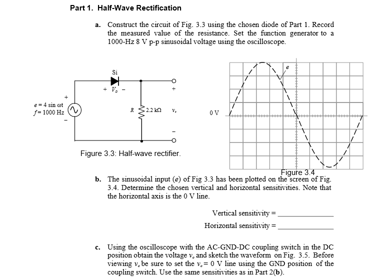 Solved Part 1. Half-Wave Rectification a. Construct the | Chegg.com