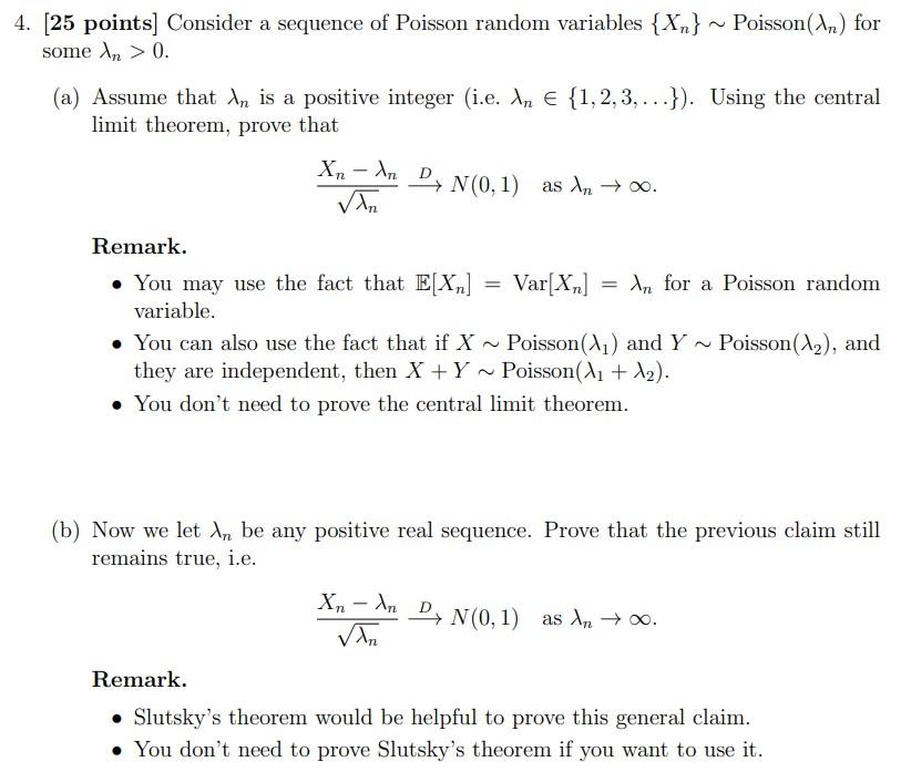 Solved [25 points] Consider a sequence of Poisson random | Chegg.com