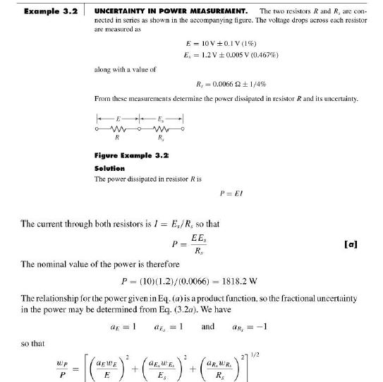 Solved Example 3.2 UNCERTAINTY IN POWER MEASUREMENT. nected | Chegg.com