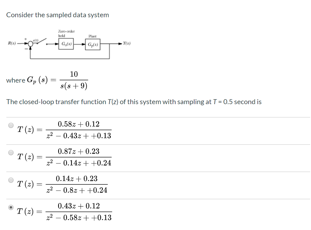 Solved Consider the sampled data system Zero-order hold | Chegg.com