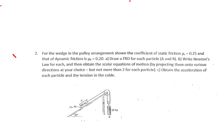 Solved 2. For the wedge in the pulley arrangement shown the | Chegg.com