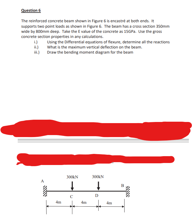 Solved Question 6 The reinforced concrete beam shown in | Chegg.com