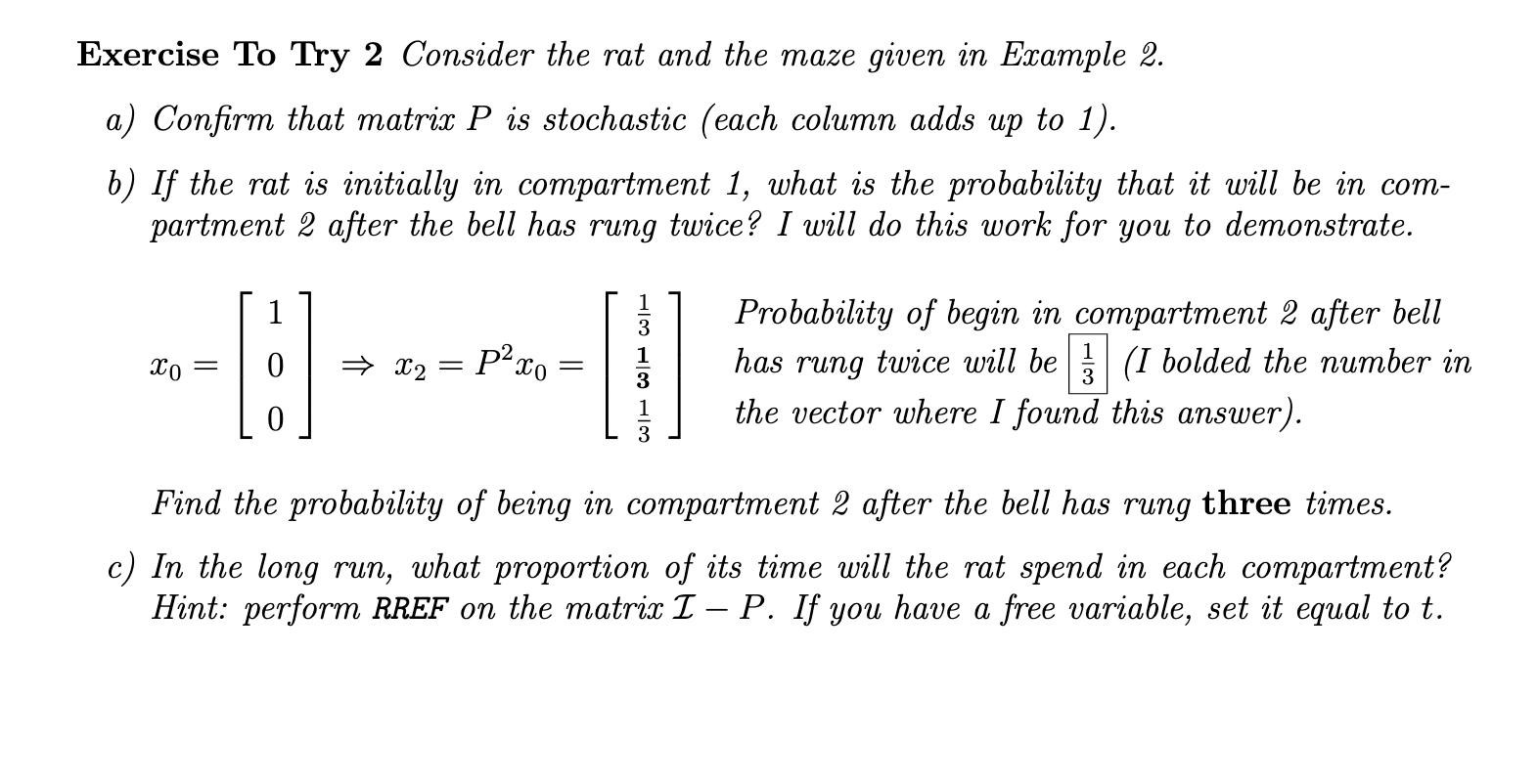 Exercise To Try 2 Consider The Rat And The Maze Given 