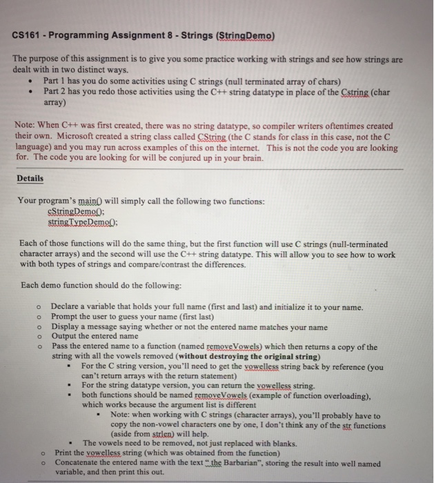 Solved Cs161 Programming Assignment 8 Strings Stringde