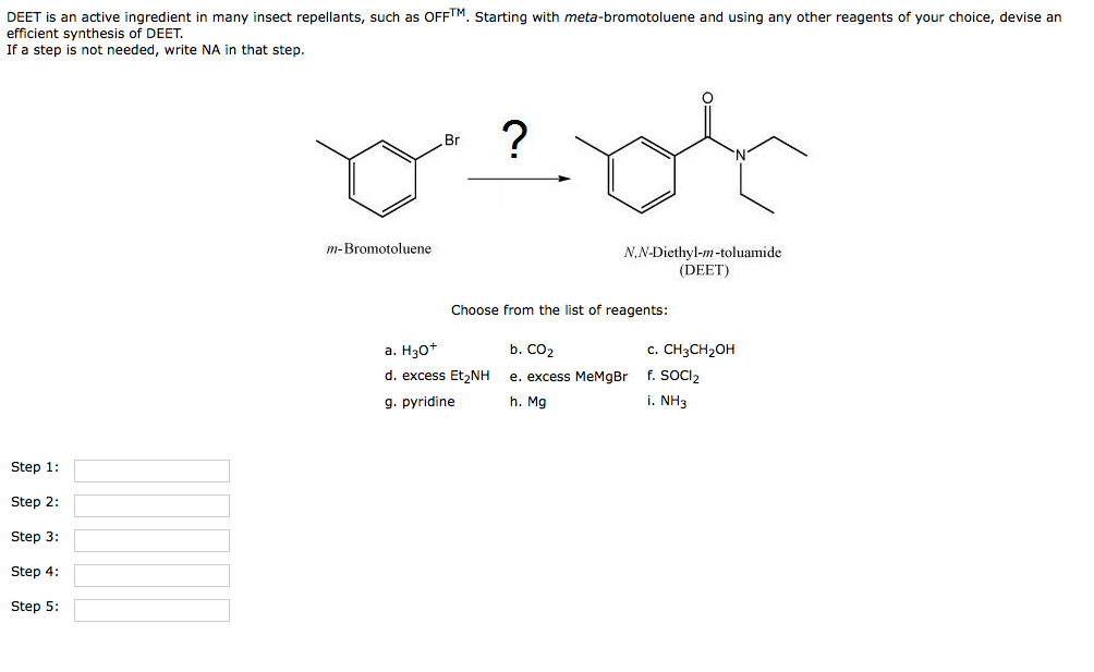 Solved DEET is an active ingredient in many insect | Chegg.com