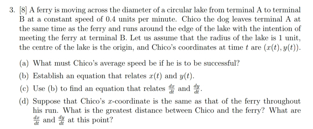 Solved 3. [8] A ferry is moving across the diameter of a | Chegg.com