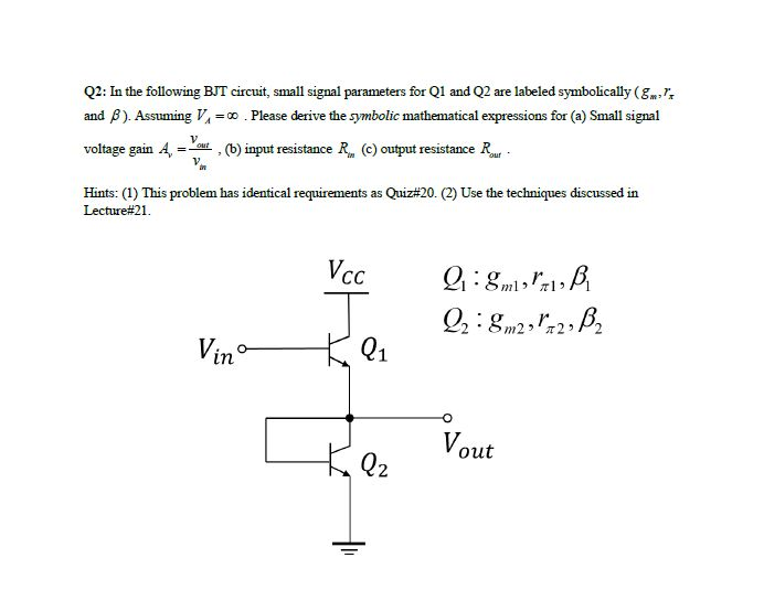 Solved Please solve for all parts a) Small Signal Voltage | Chegg.com