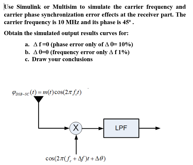 Solved Use Simulink or Multisim to simulate the carrier | Chegg.com