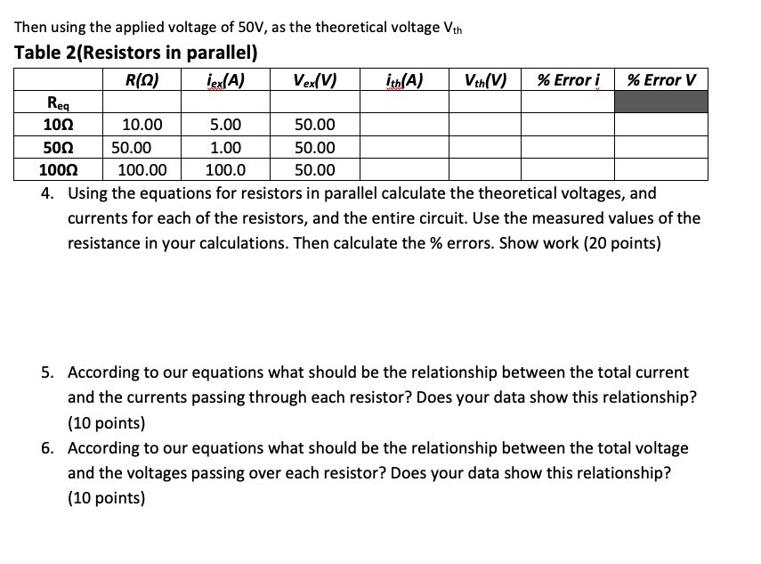 Solved Then using the applied voltage of 50V, as the | Chegg.com