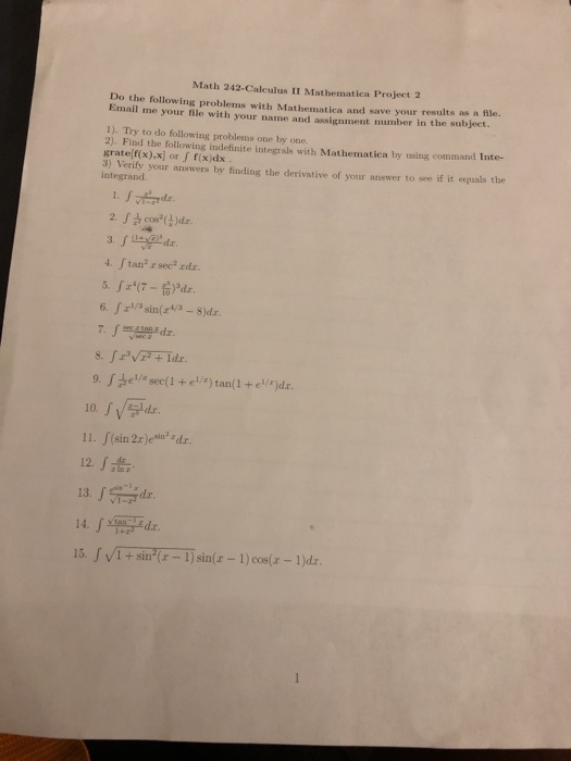 Solved Math 242-Calculus II Mathematica Project 2 Do the | Chegg.com