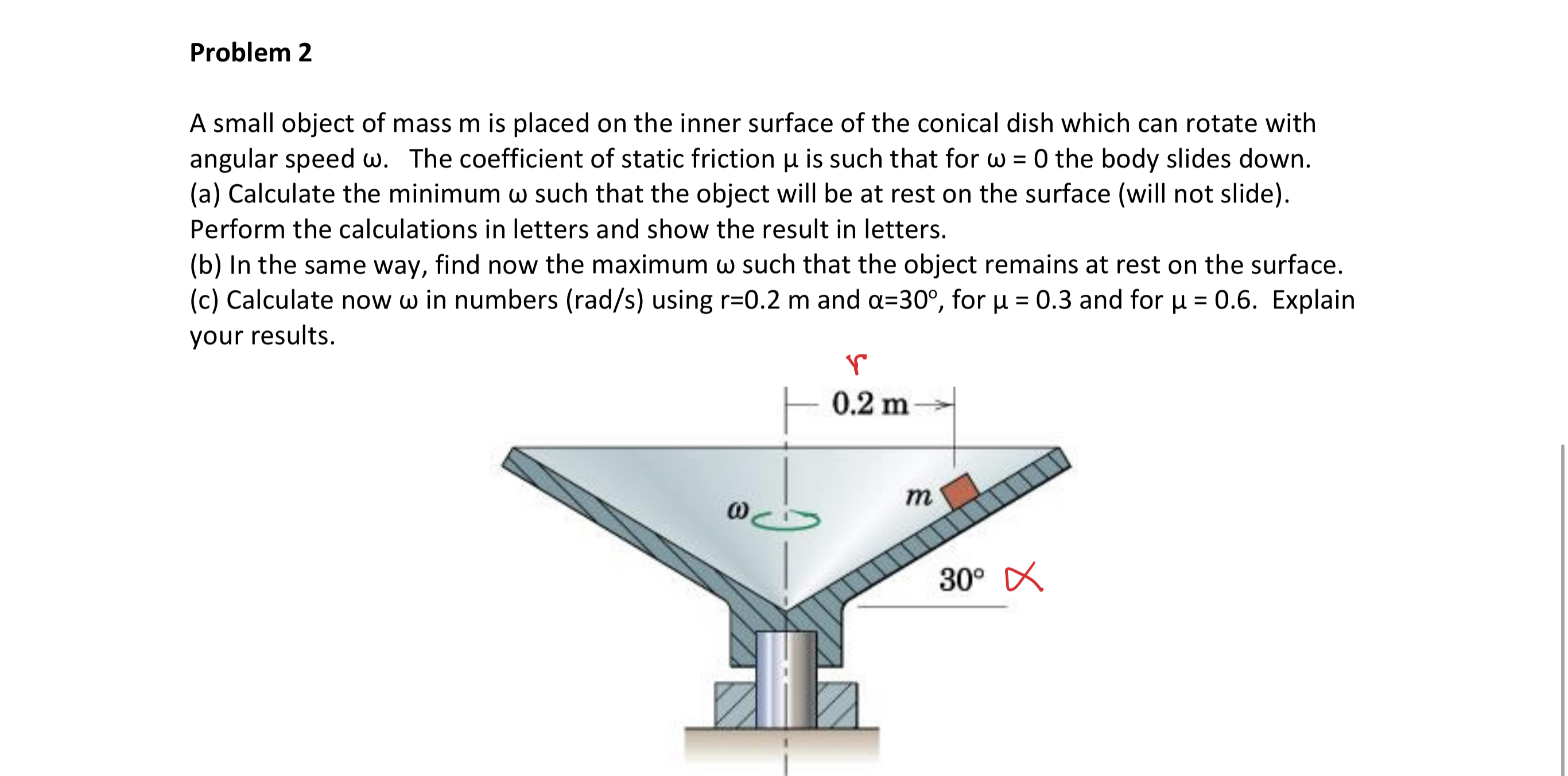 Solved Problem 2A small object of mass m ﻿is placed on the | Chegg.com