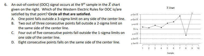 Solved An out-of-control (OOC) signal occurs at the 9th | Chegg.com
