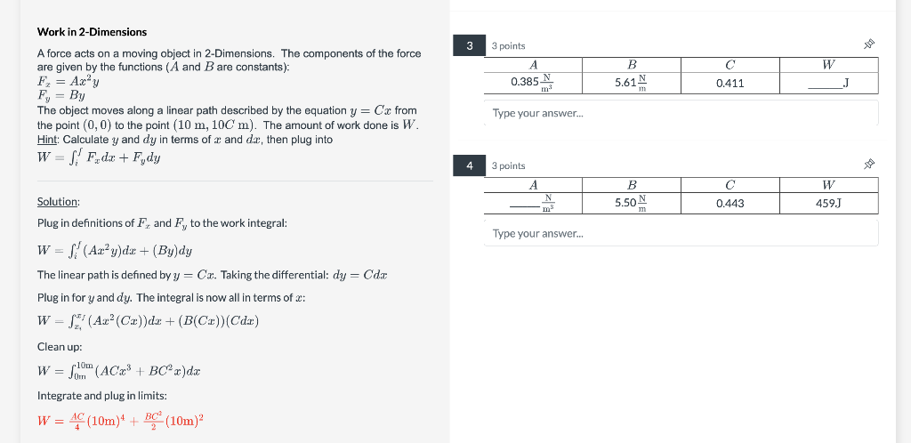 Solved Work in 2-Dimensions 3 3 points A force acts on a | Chegg.com