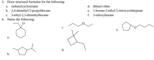 Solved 3. Draw structural formulas for the following: a. | Chegg.com